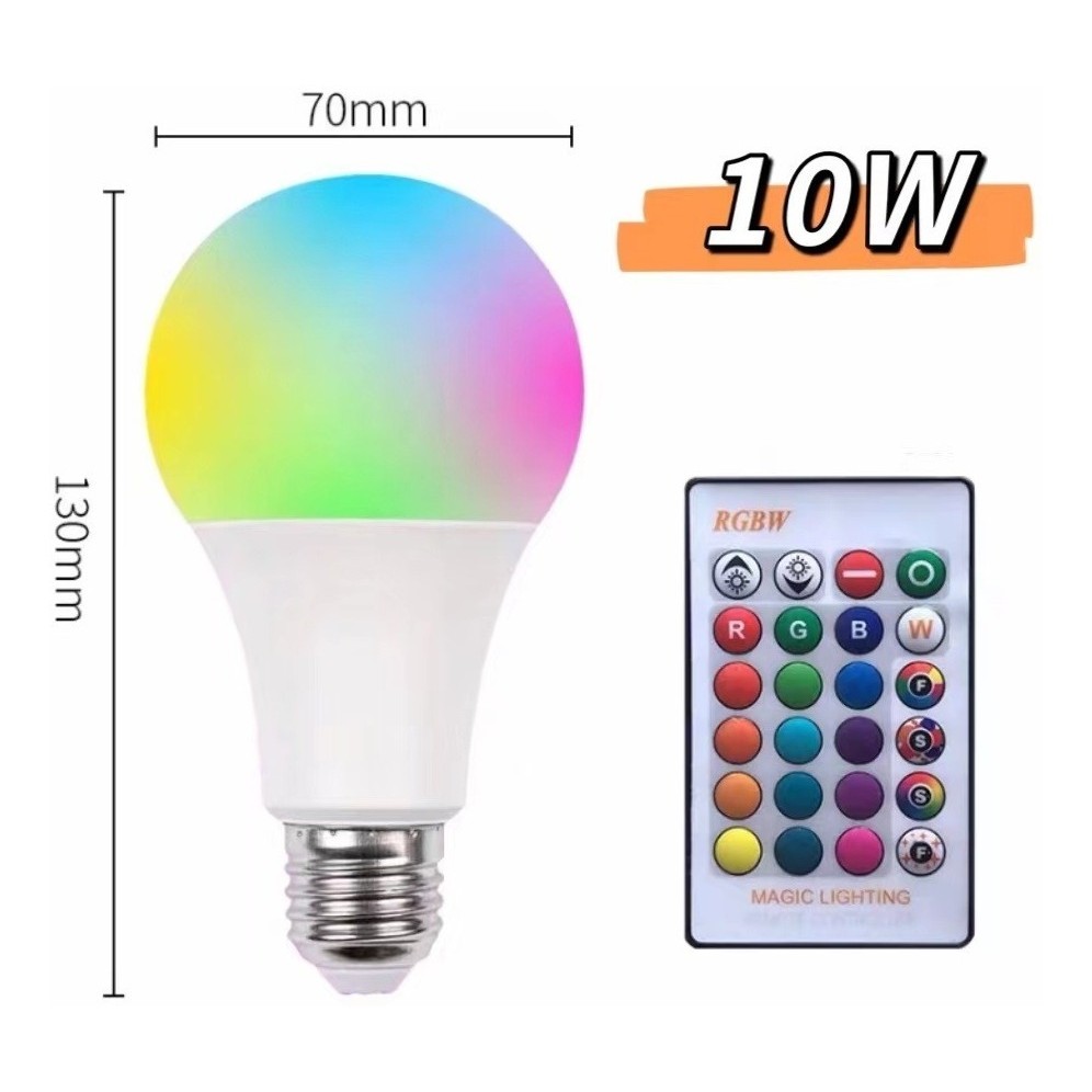 Lampada Led 10w Colorida Troca Cor Controle Remoto Potente Cor da luz ...