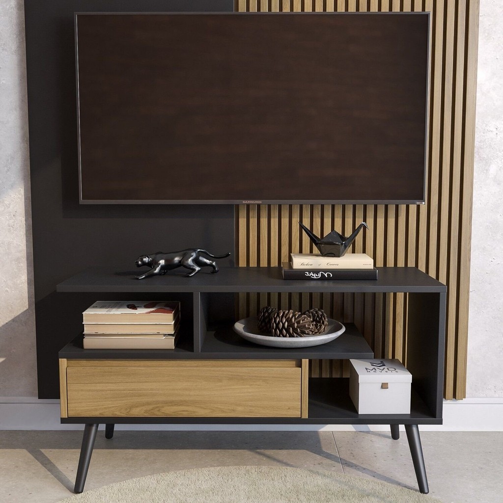 Rack Aparador Estante para Tv 55 Polegadas com Porta Nicho Prateleira Pés Palito Retro | Shopee ...