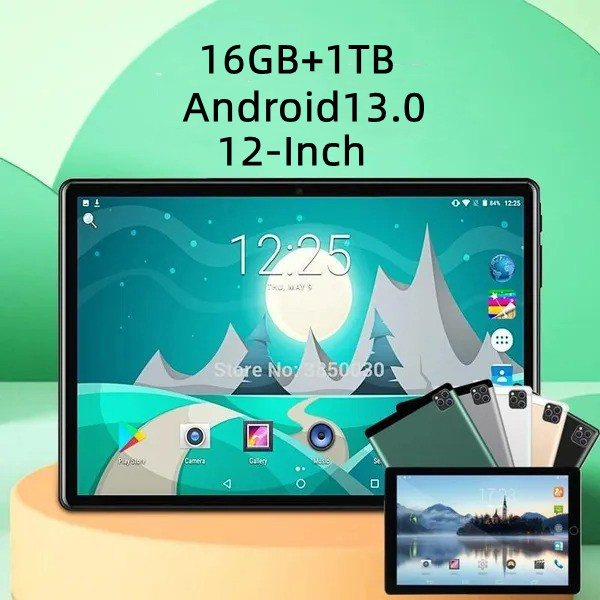 2025 Tablet PC WiFi e cartão Sim duplo 5G 12 Polegada Android13 Bluetooth GPS (RAM 16GB + ROM ...