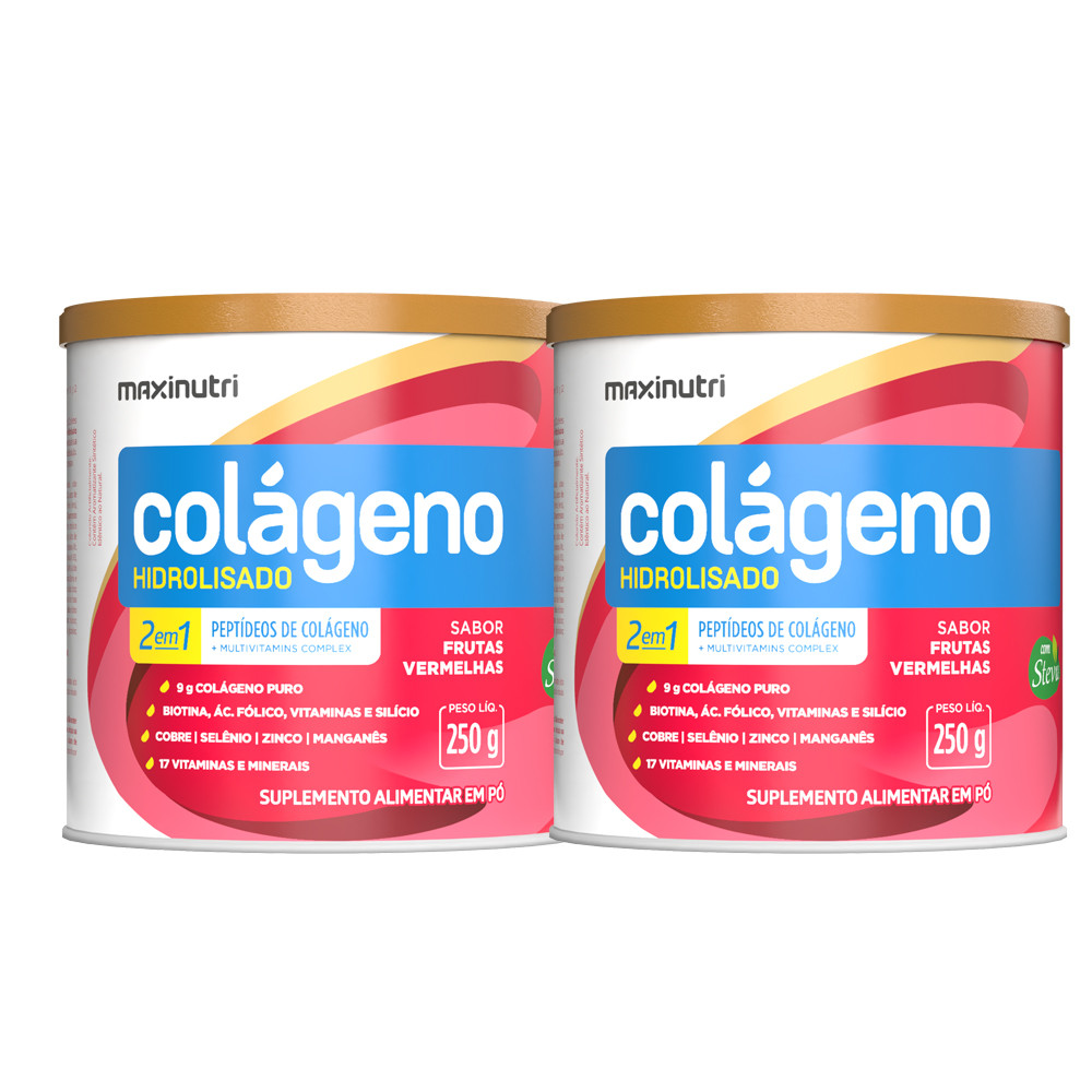 Kit 2 Colágeno Hidrolisado Frutas Vermelhas 250g Maxinutri | Shopee Brasil