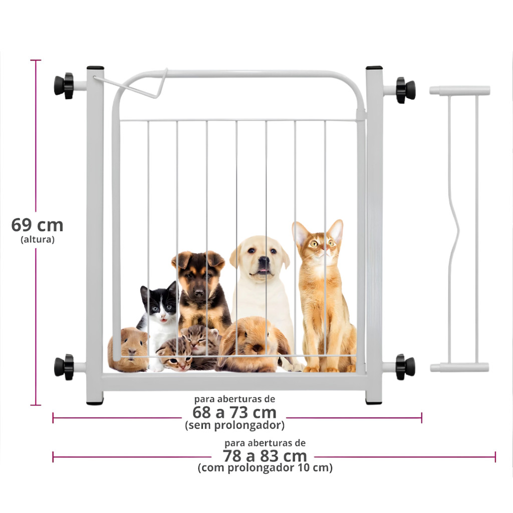 Portão Portãozinho Grade Para Pet Cachorro Gato Coelho Crianças c ...