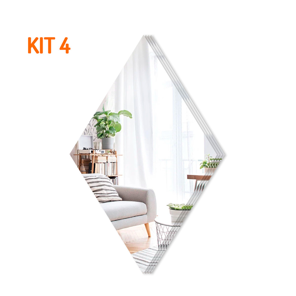 Kit 12 Espelho Adesivo Decorativo Losangulo - 17x30cm | Shopee Brasil