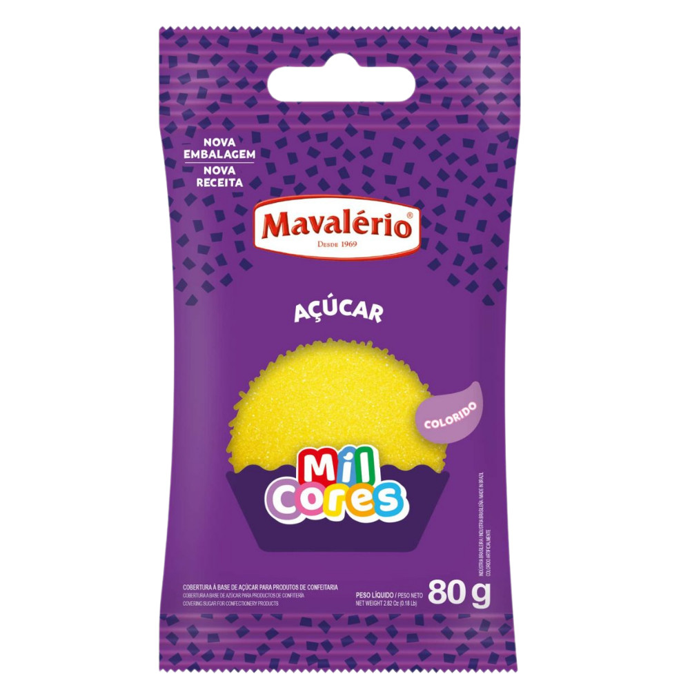 ACUCAR COLORIDO AMARELO 80G MIL CORES | Shopee Brasil