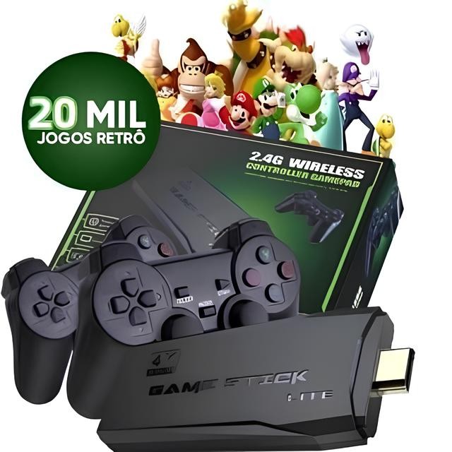 Console Retrô Game Sticker com 2 Controles e 64GB – Jogos Clássicos com ...