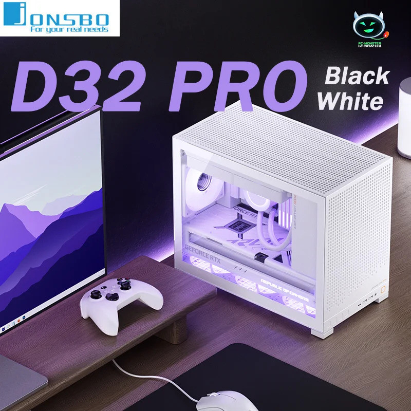 JONSBO D32 PRO Preto MATX Gabinete de PC Pequeno Transparente Ajustável Placa-mãe ATX Potência ...