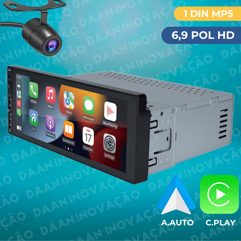 Central Multimidia MP5 6,9Pol 1 Din Espelhamento Bluetooth USB HD Touch Screen | Shopee Brasil