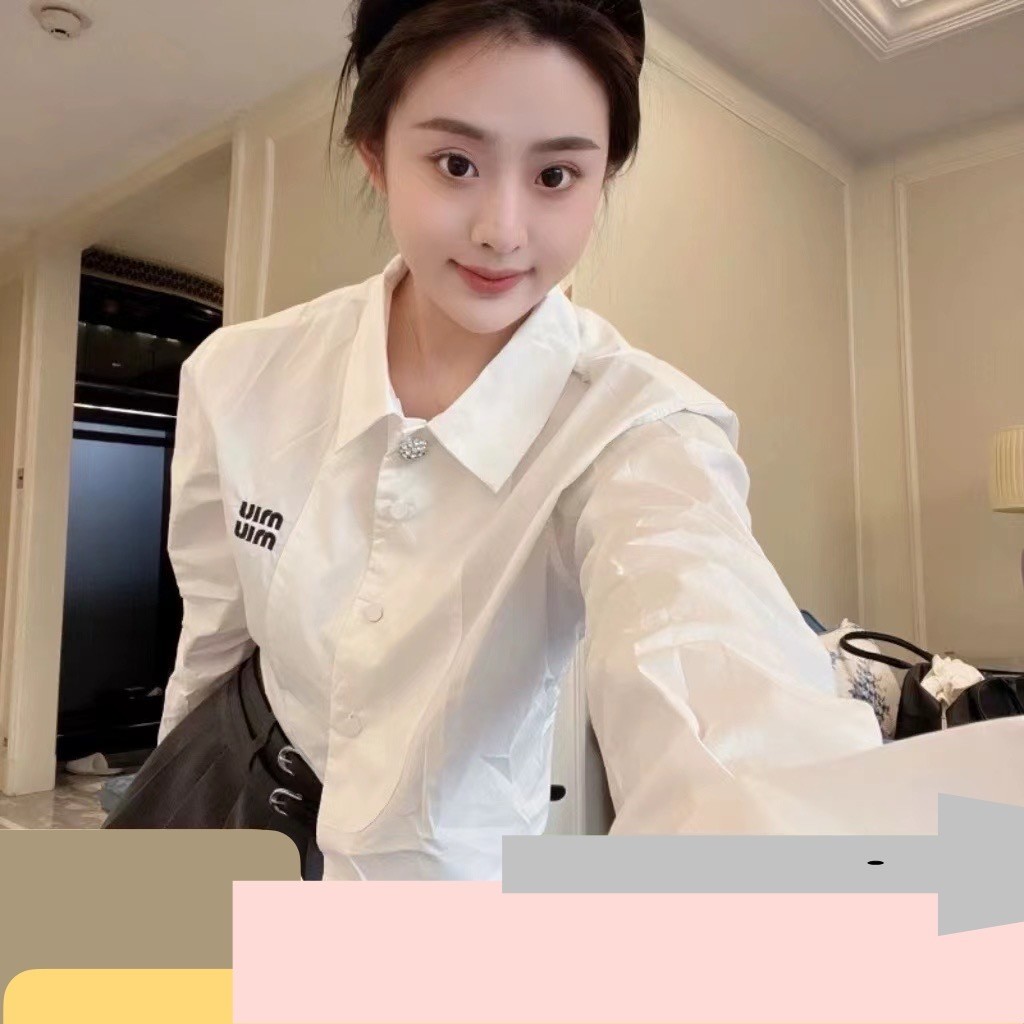 Mumu 2024 Novo Estilo Impresso Letras Soltas Versão Coreana Design Camisa Branca Z8BH | Shopee ...