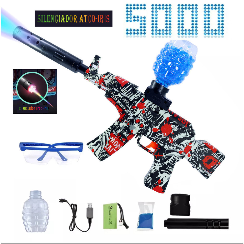 Arma De Bolinhas De Gel Ak-47/M416/Elétrica Automat silenciador brilhante | Shopee Brasil