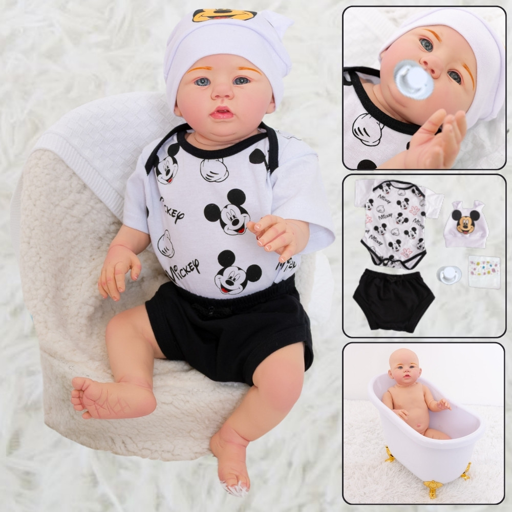 Bebê Reborn Abigail Mickey Boneco Realista Recém-Nascido Corpinho Em ...