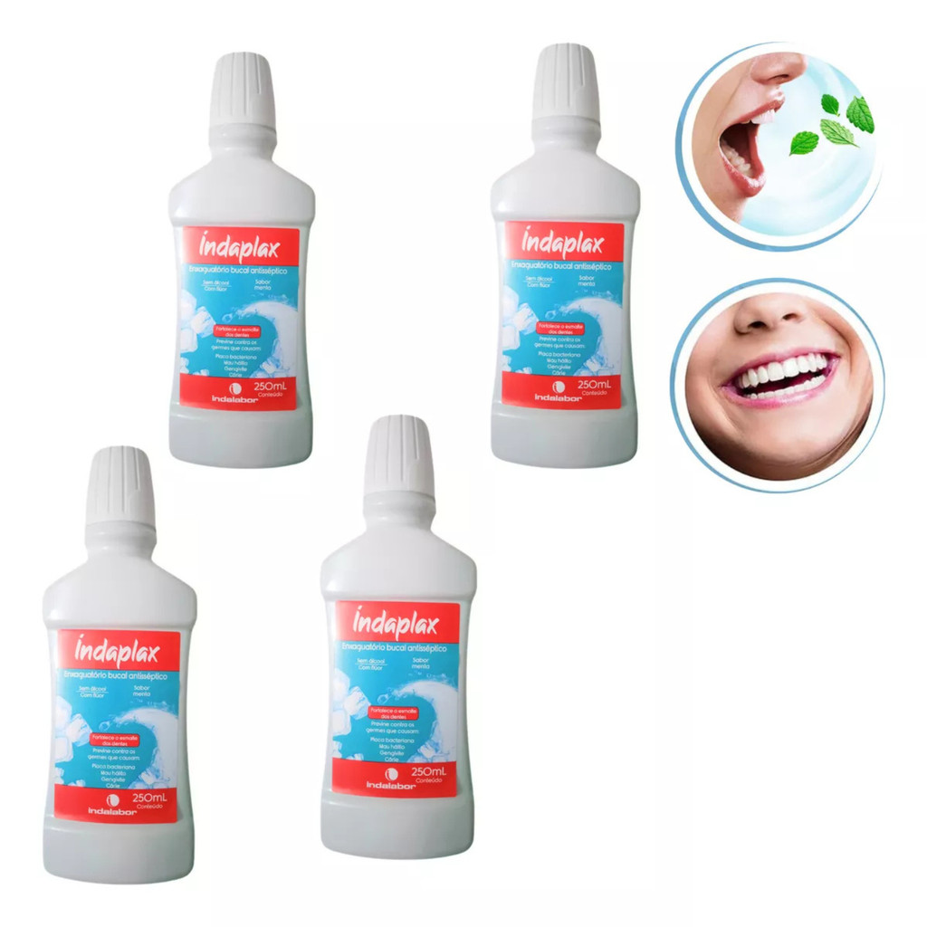 Kit 4 Enxaguante Bucal Anti Cárie Bacteria Bochecho - 250ml | Shopee Brasil