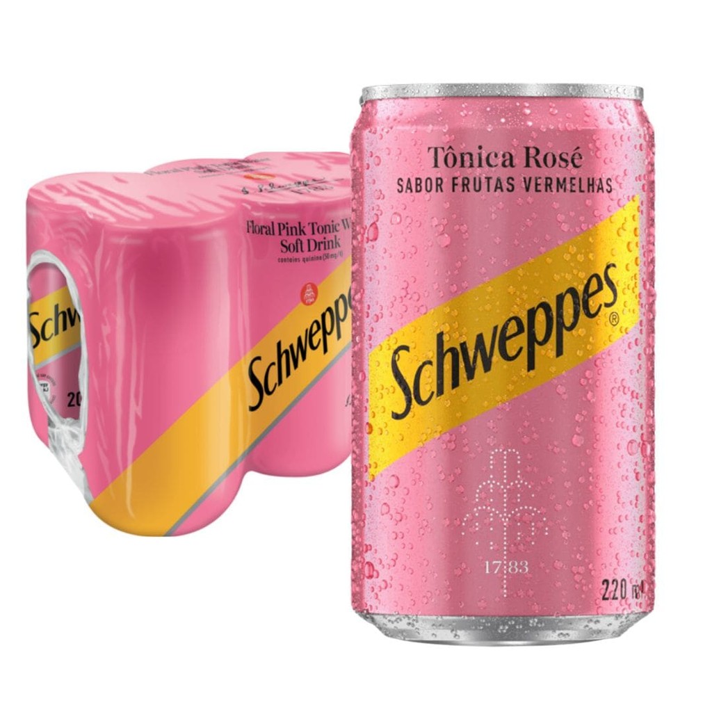 Fardo 6un Schweppes Tônica Rosé 220ml Sabor Frutas Vermelhas Drinks Gin ...
