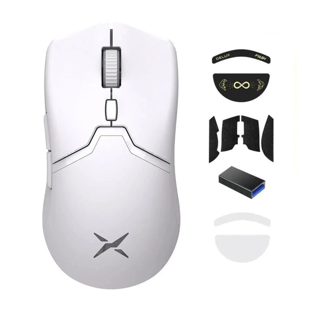 Mouse Gamer Delux M800 PRO White PAW3395,26000DPI+Acessórios | Shopee Brasil