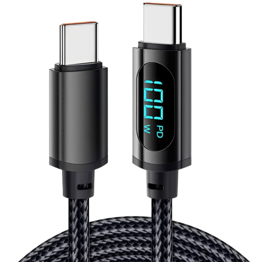 Cabo Tipo C Turbo Cabo Usbc 100w Carga Rápido Display Digital QC ...