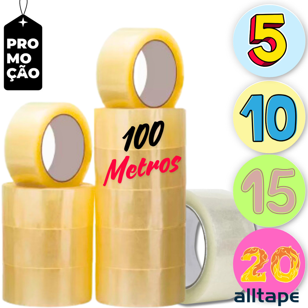 Fita Larga AllTape 100m x 45mm – Embale com Qualidade! Kits de 5 a 20 Rolos | Shopee Brasil