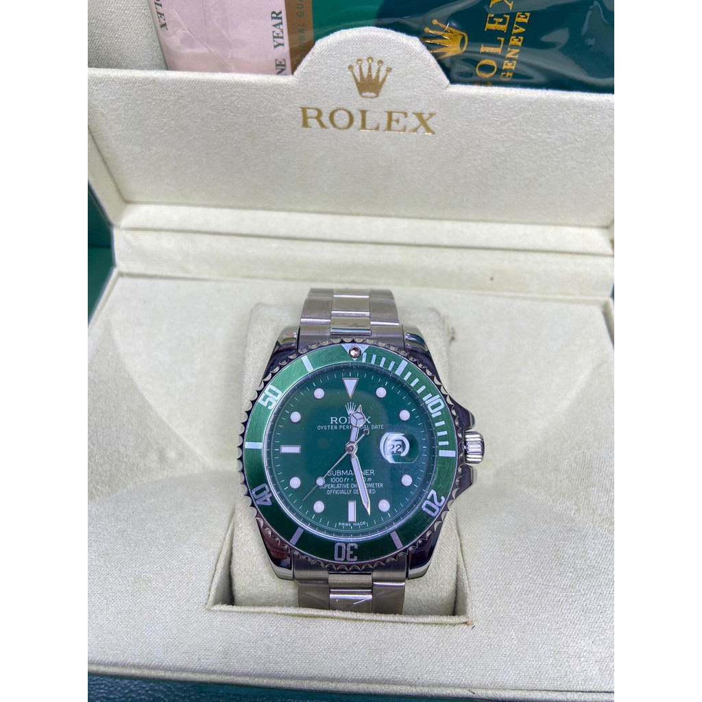 Relogio Pulso Rolex Submariner Prata Com Verde Com Caixa premium ...