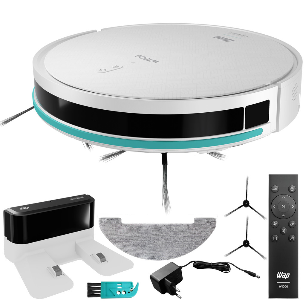 Robô Aspirador de Pó Inteligente Wap Robot W1000 Com Mapeamento Passa Pano Sensor Antiqueda ...