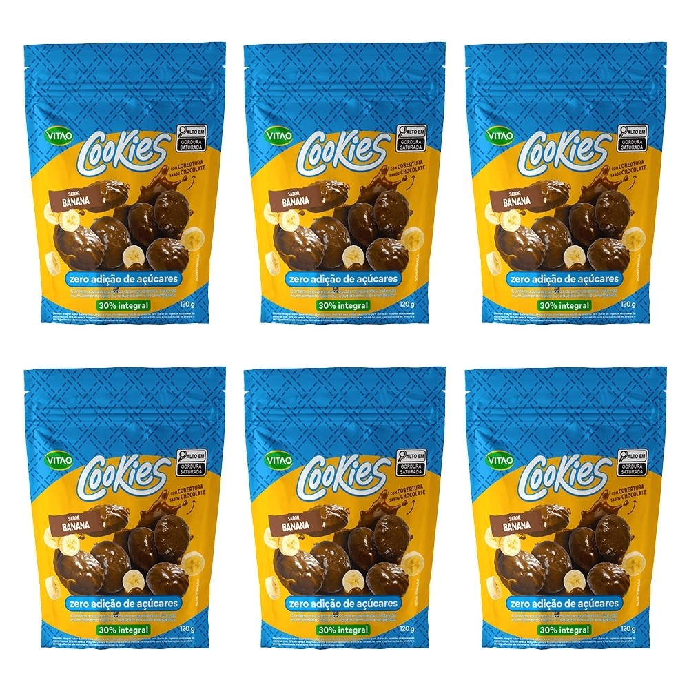 Kit 6 un Cookies Banana Cobertura Choc Zero 120g | Shopee Brasil