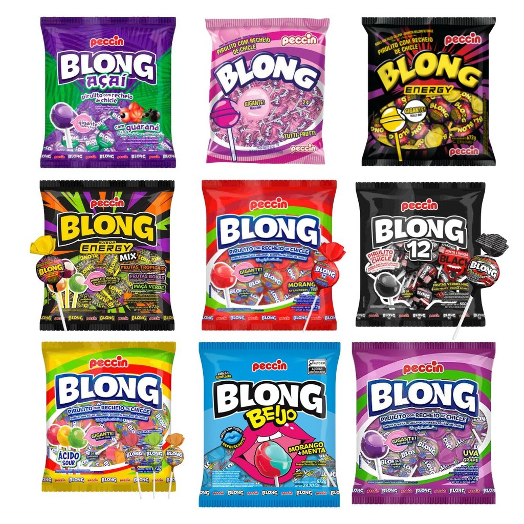 Pirulito Blong Gigante com Recheio de Chiclete 672g com 24 unidades ...