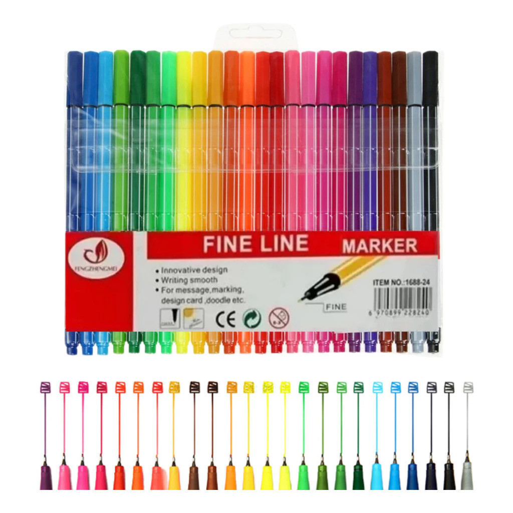 Kit de canetas com 12/24/36/48 cores Fine Line Coloridas Ponta Fina 0.4 ...