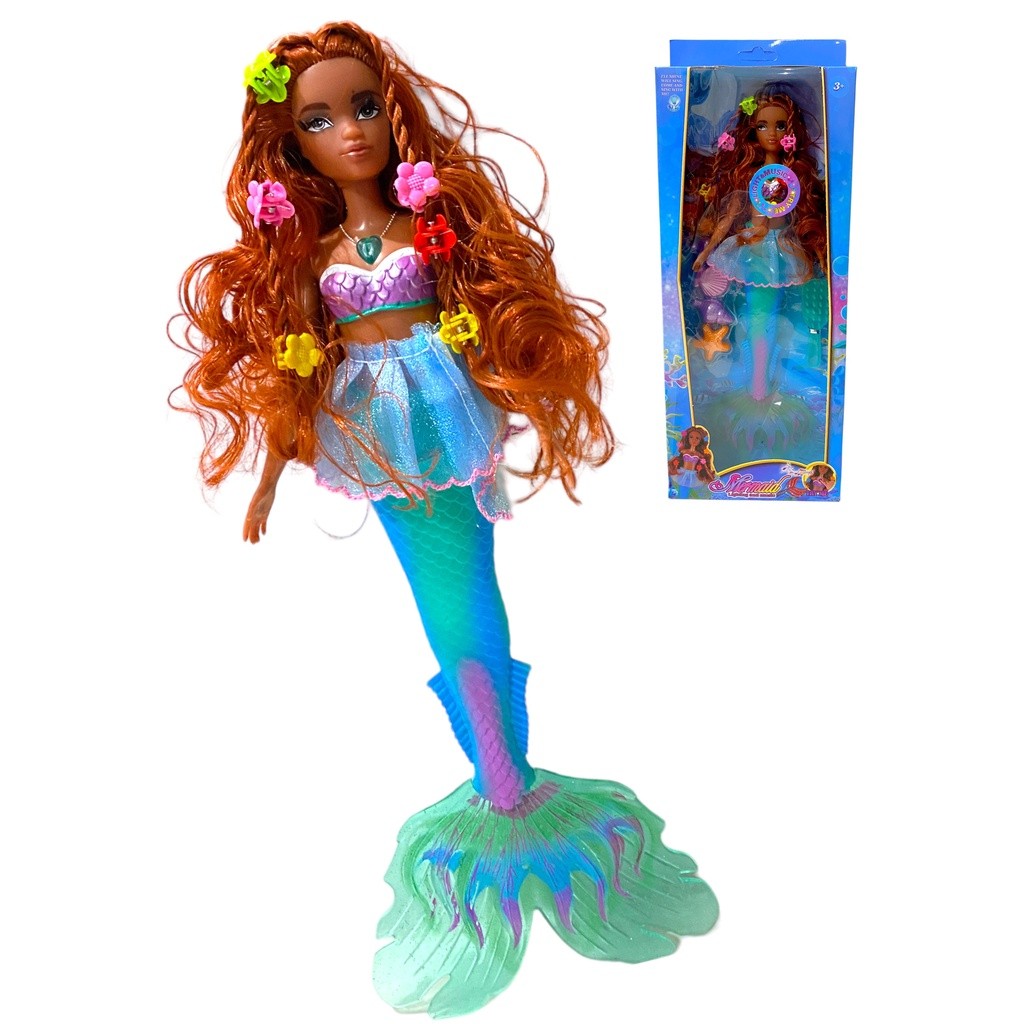 Boneca Sereia Cantora Negra com Acessórios e Luzes: Mergulhe em um mar ...