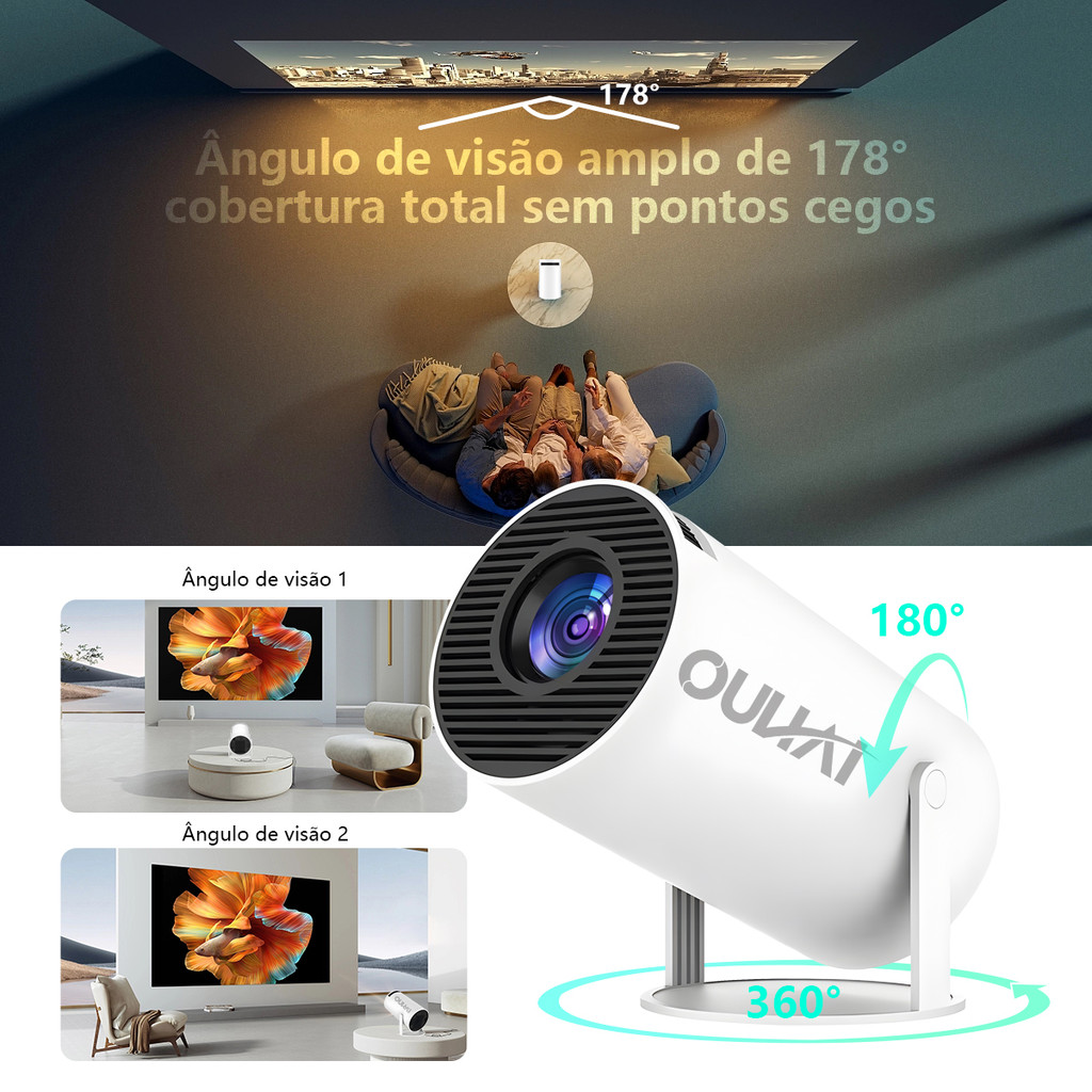 Projetor 4K HD 150 Polegadas Celular, Tv B0x, Xbox, PS, Pc, Wifi HY300 ...