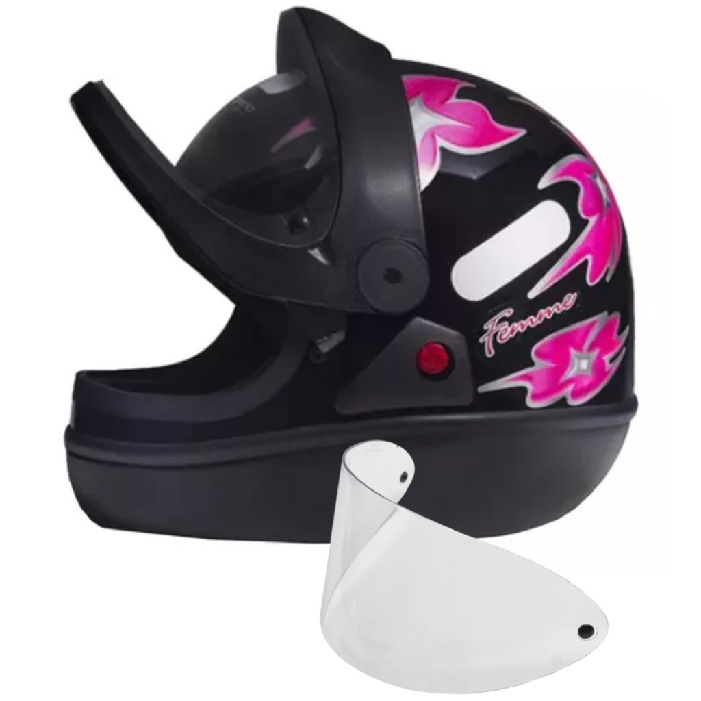 Capacete Feminino Preto San Marino Femme Mais Viseira Extra Cristal.0 ...