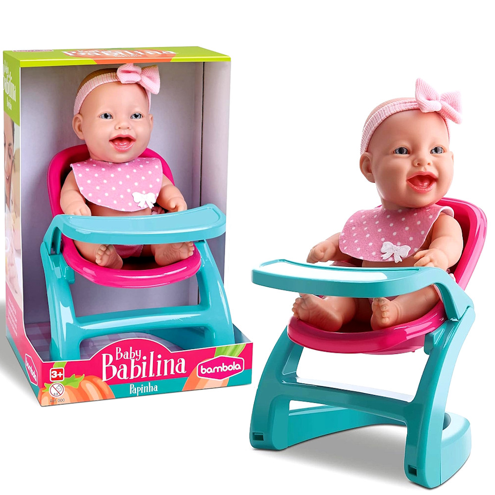 Boneca Baby Babilina Papinha Premium com Cadeirão de Alimentação ...