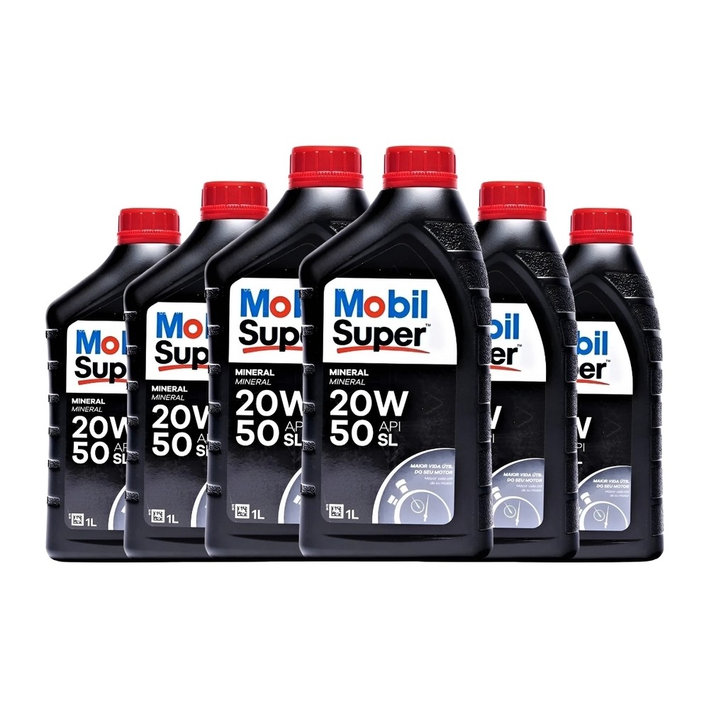 Kit 6 Óleo Lubrificante para Automóvel Mobil Super 1000 20W50 SL | Shopee Brasil