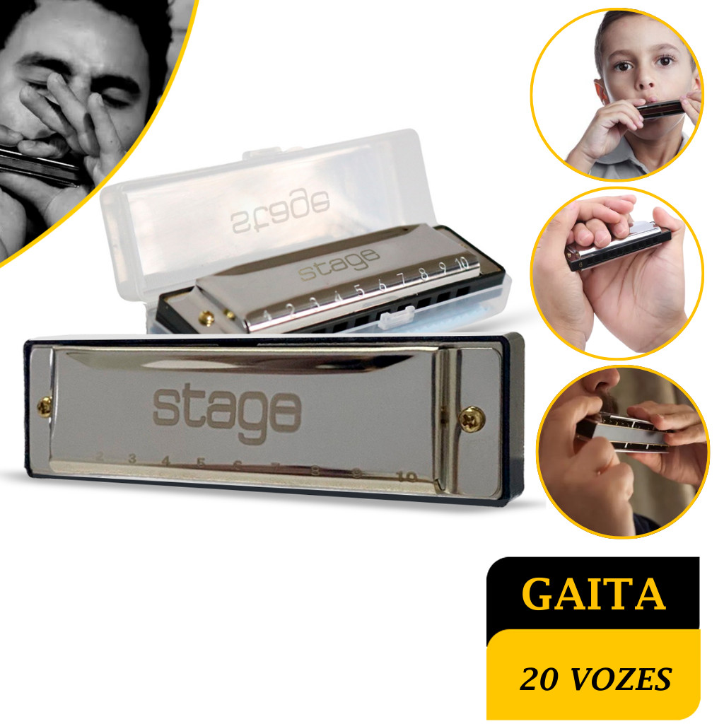 Gaita De Boca Gaita Diatônica Stage SH20 Cromada 20 Vozes (c) Dó ...