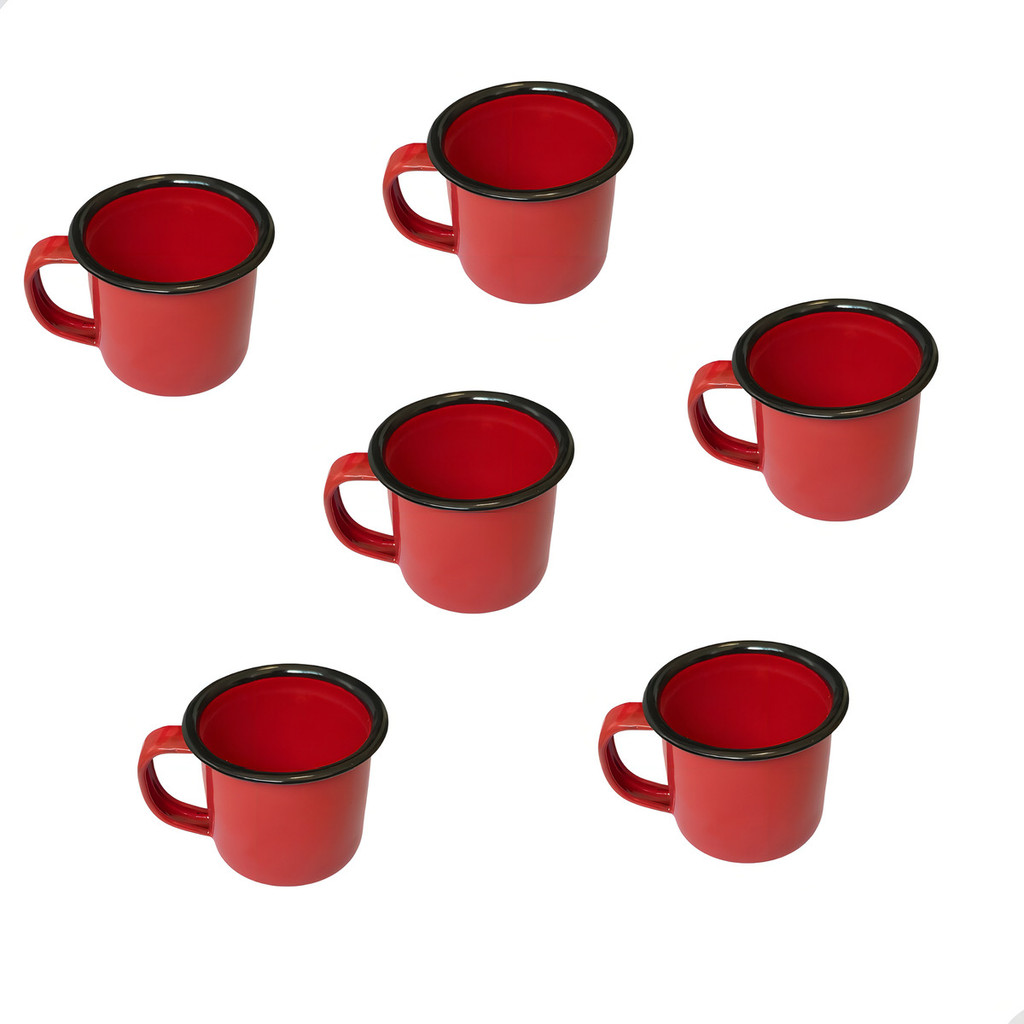 Jogo De 6 Mini Canecas Esmaltadas Reto Rustica Fazenda 5cm | Shopee Brasil
