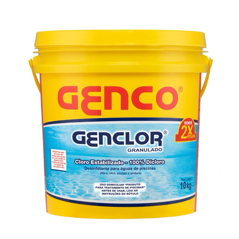 GENCLOR. ® Balde de Cloro Estabilizado Granulado GENCO 10kg | Shopee Brasil