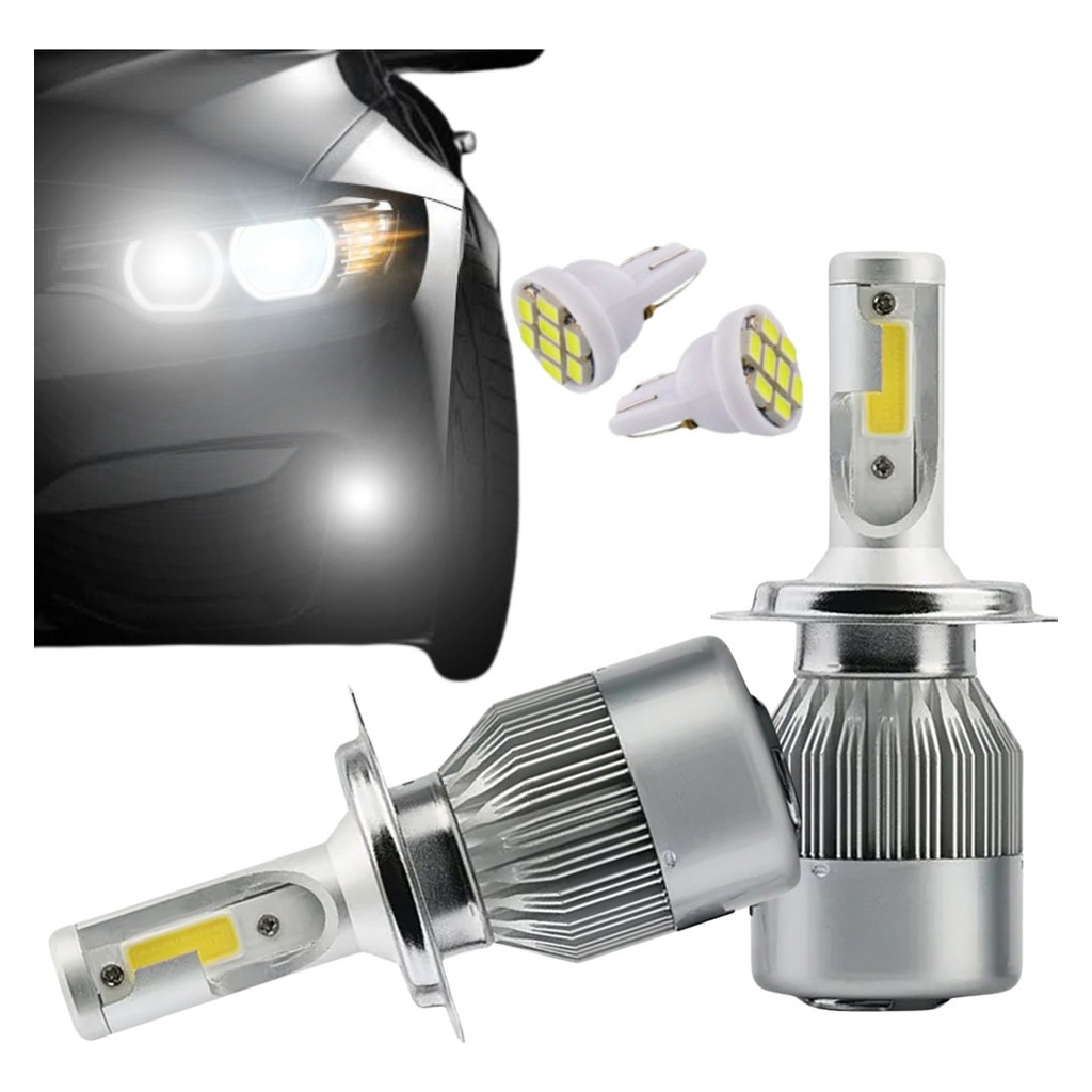 Kit Super Led Farol Carro Lampada H4 H7 H11 H1 H3 H27 Hb4 | Shopee Brasil