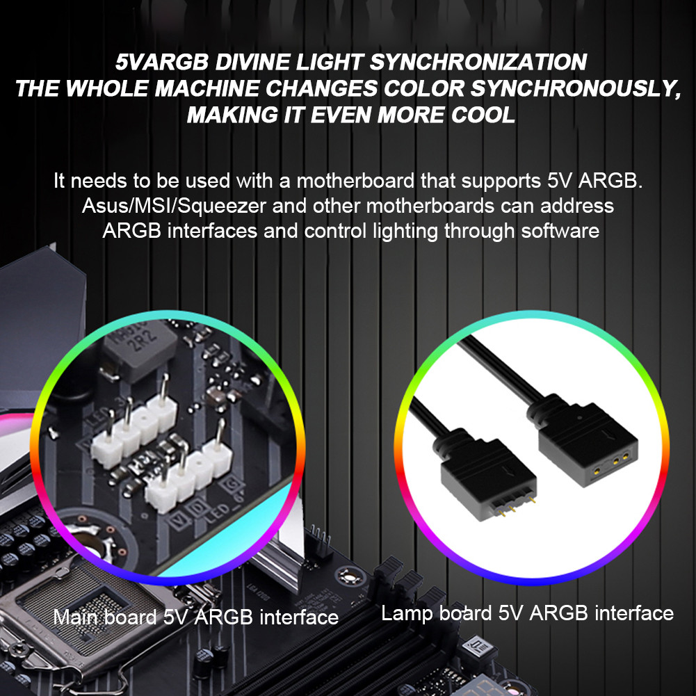 5V 3Pin ARGB Sync PC Cabos 8Pin 24Pin PSU RGB Extensões De Cabo LED ...