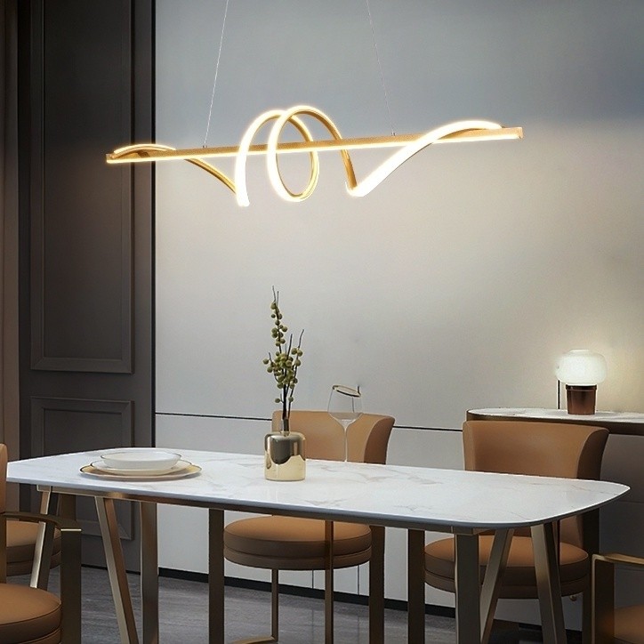 (3 Cores em 1) Lustre de restaurante novo estilo luz luxo moderno tira longa restaurante ...