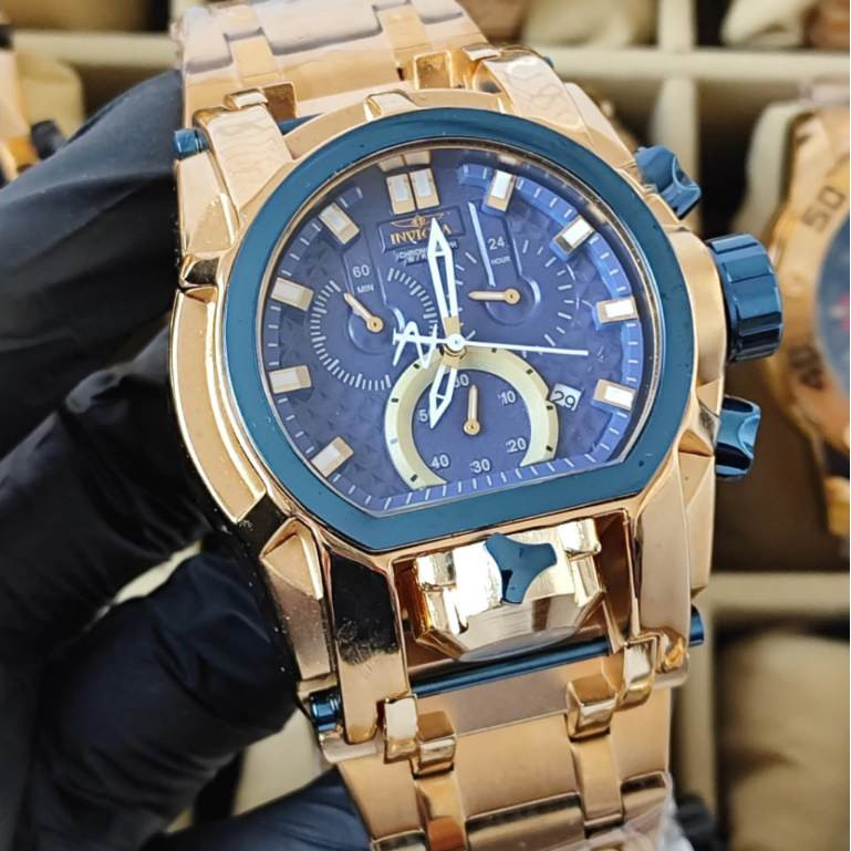 Relógio Invicta Magnum Zeus Dourado Banhado á Ouro 18K Grande Caixa ...