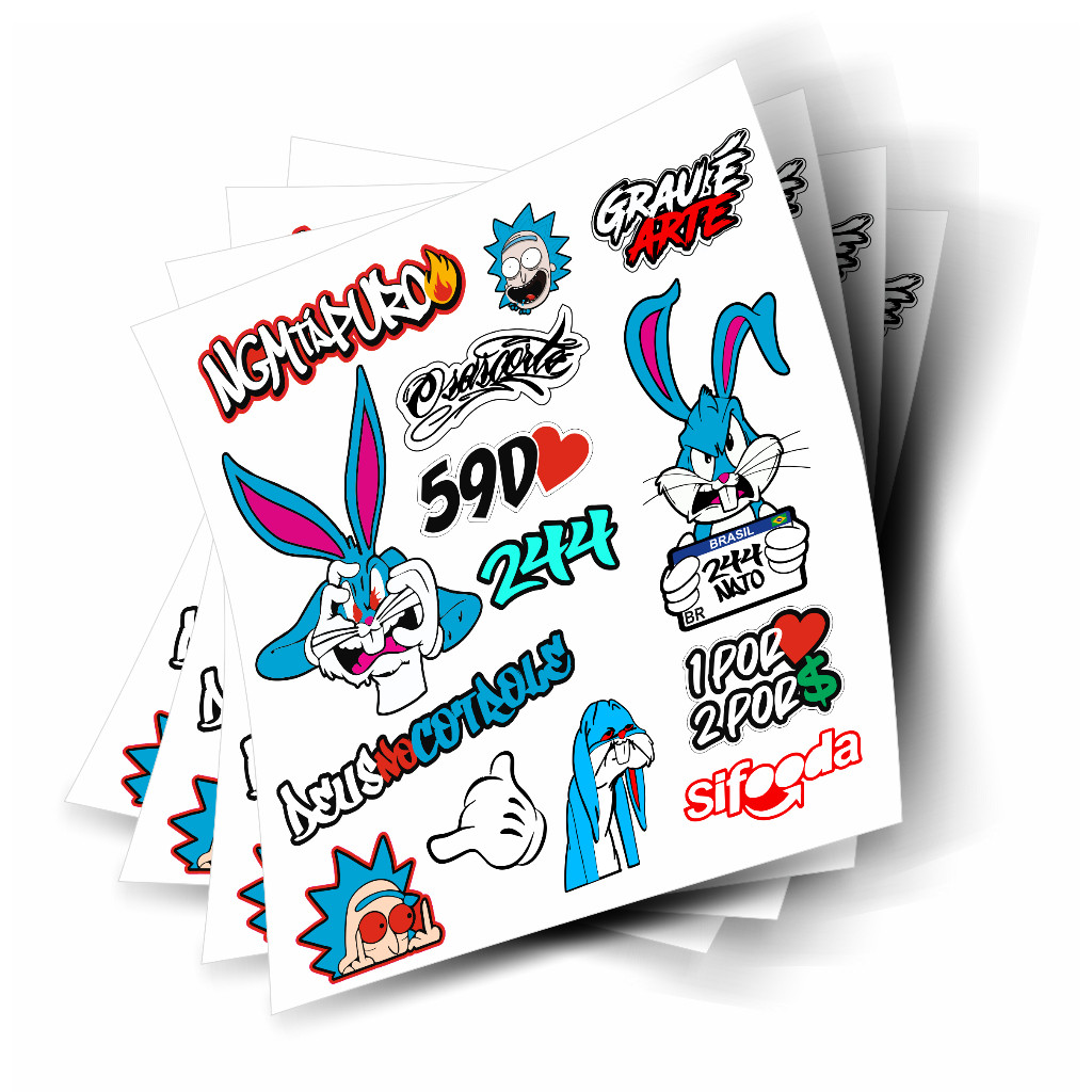 Cartela de Adesivo Pernalonga 244 Nato Grau Corte Bike Moto Carro Baixo | Shopee Brasil