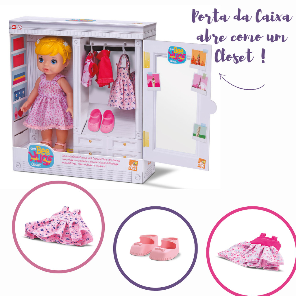 Boneca Bee Hugs Closet Guarda Roupa Troca Roupinha | Shopee Brasil