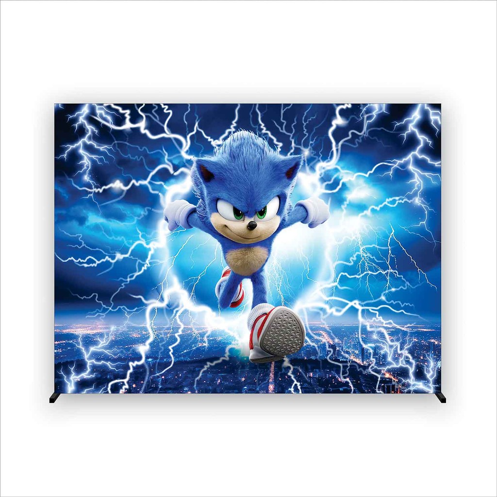 Painel de Festa Retangular Sonic 5,00x3,00 Metros - Fera Print | Shopee ...