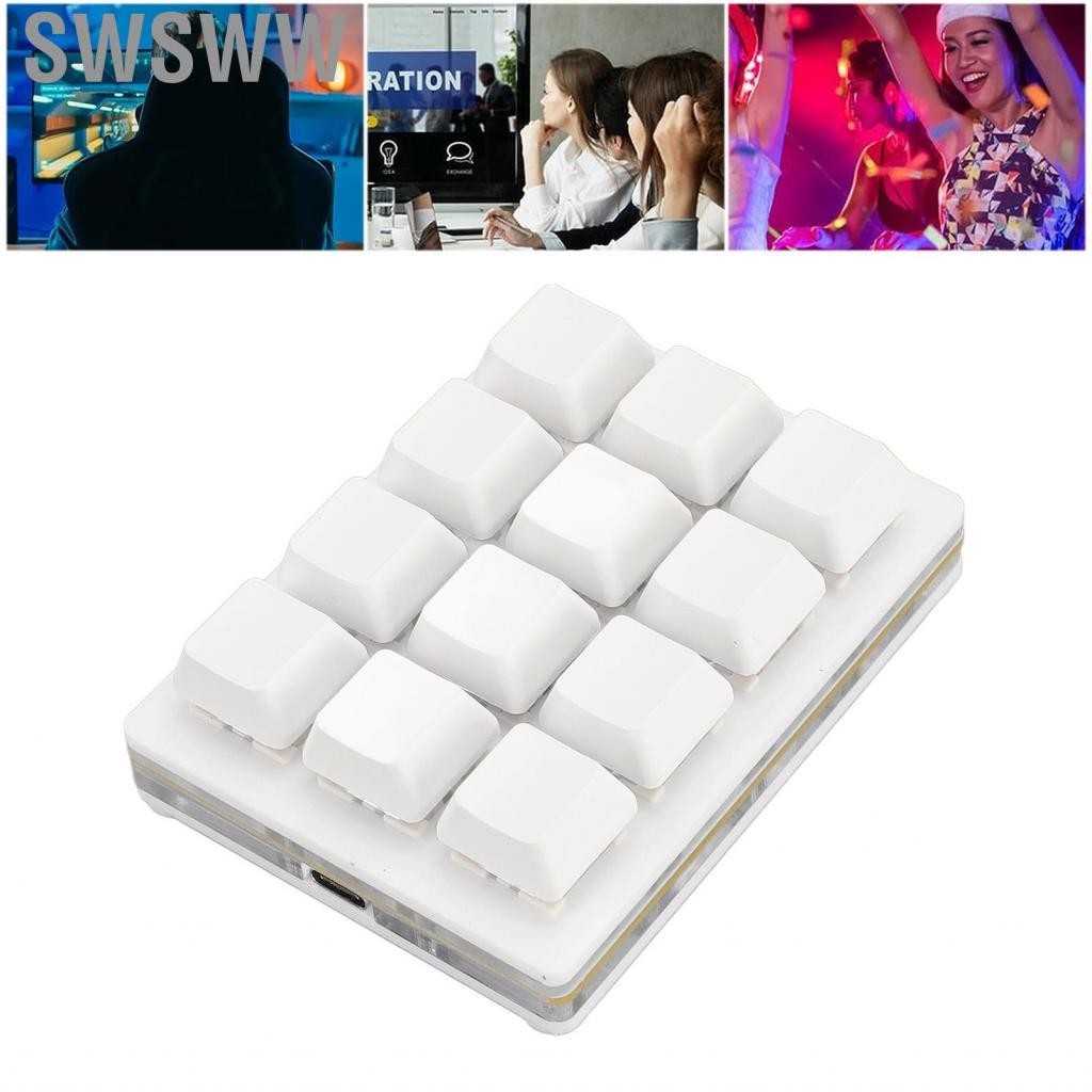 Swsww Luqeeg One Handed Programmable Mechanical Keyboard 12 Key Mini ...