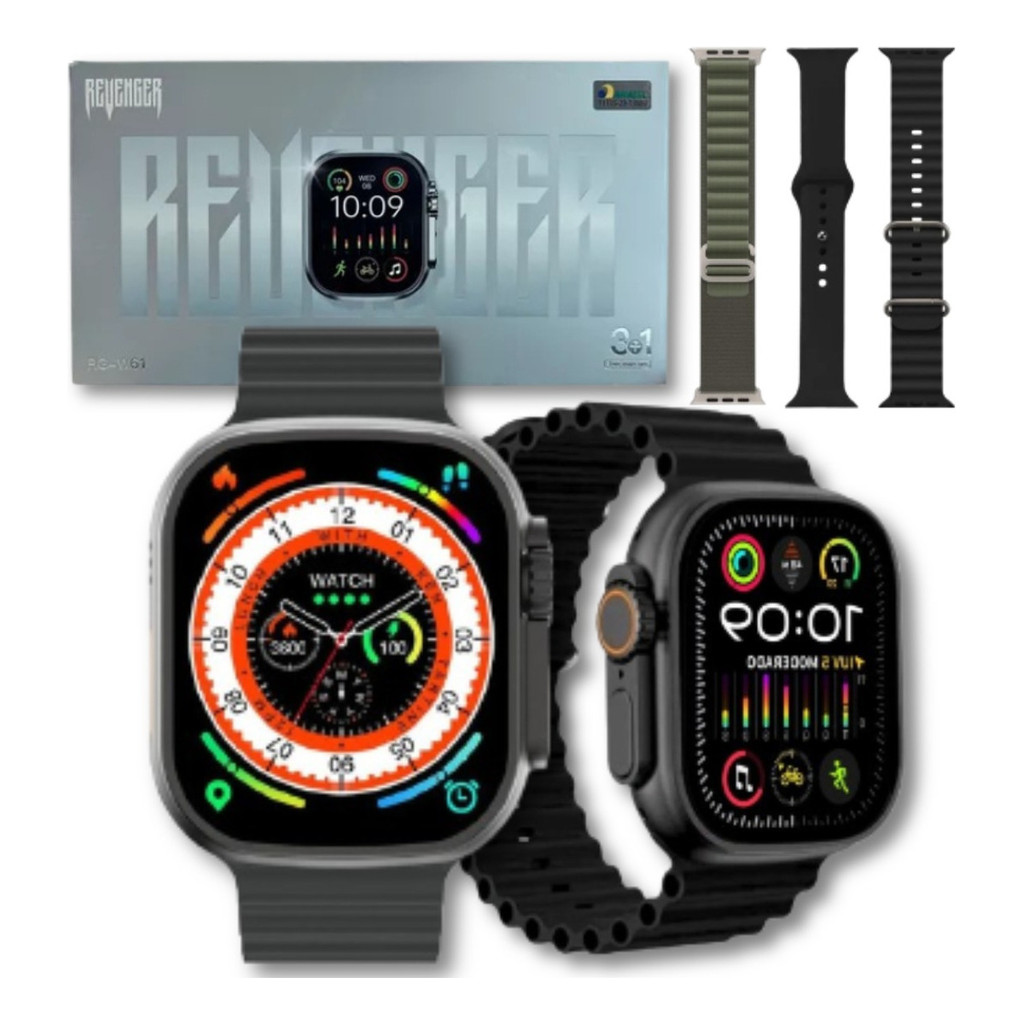 Smartwatch Revenger W61 Ultra – Tela 2.01" - 3 Pulseiras - Bluetooth 5.2 - GPS | Shopee Brasil