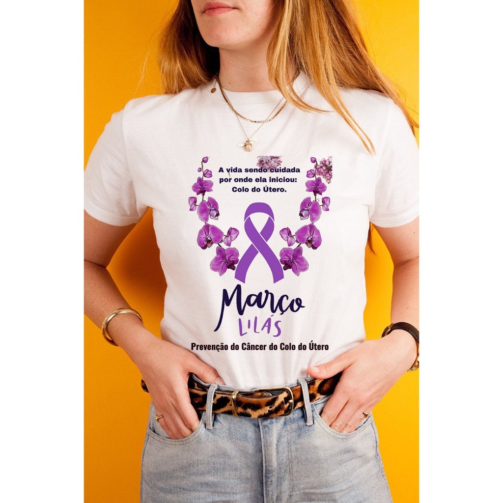 Linda CAMISETA UNISSEX OU BABY LOOK OU PLUS SIZE MARÇO LILÁS COMBATE AO ...