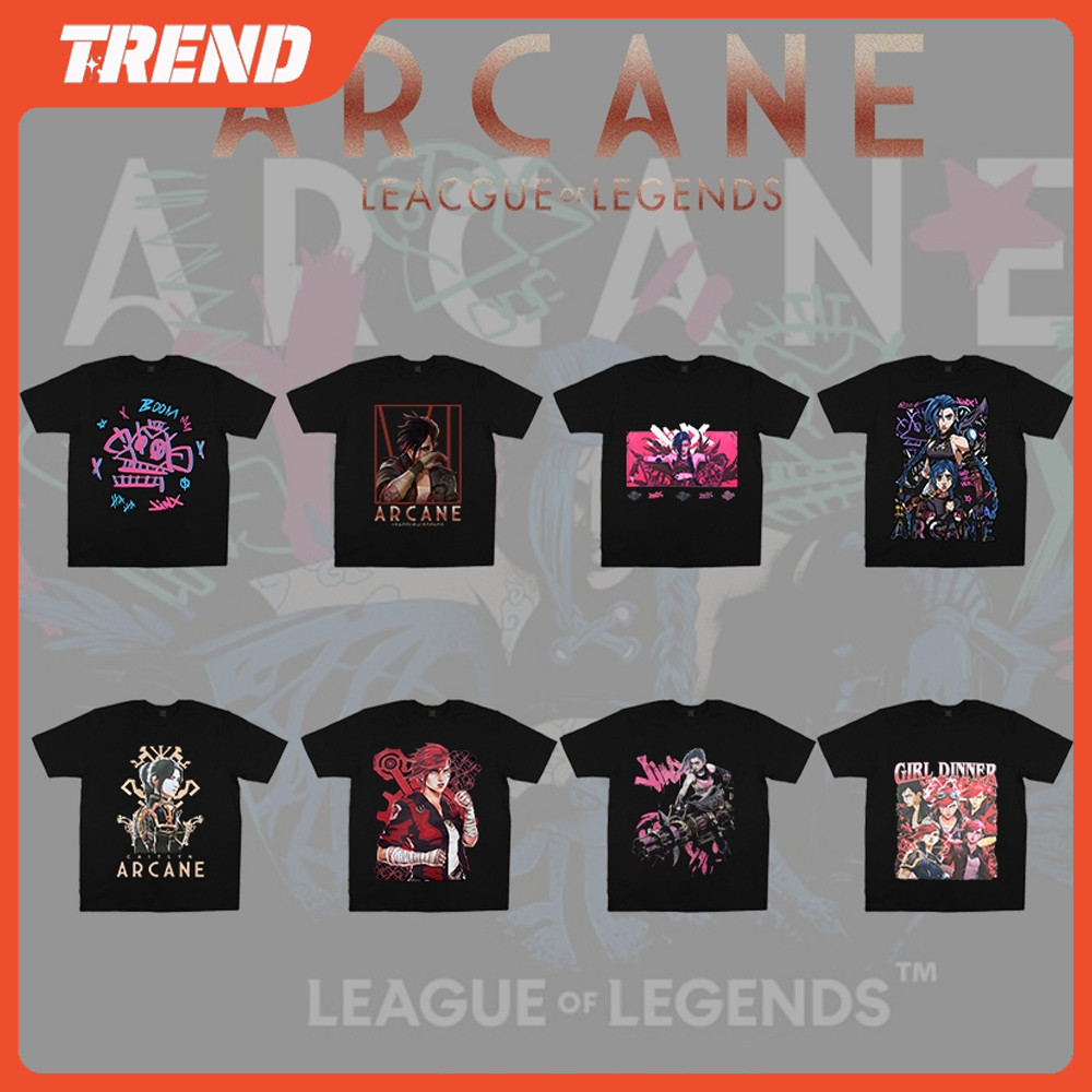 LEAGUE OF LEGENDS ARCANE Merch Camiseta De Algodão Masculina E Feminina ...