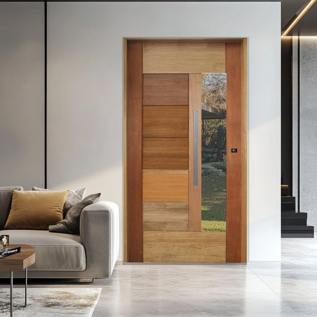 Porta com Visor Mista Batente Misto 14 Puxador Barra Chata 110 X 210cm ...