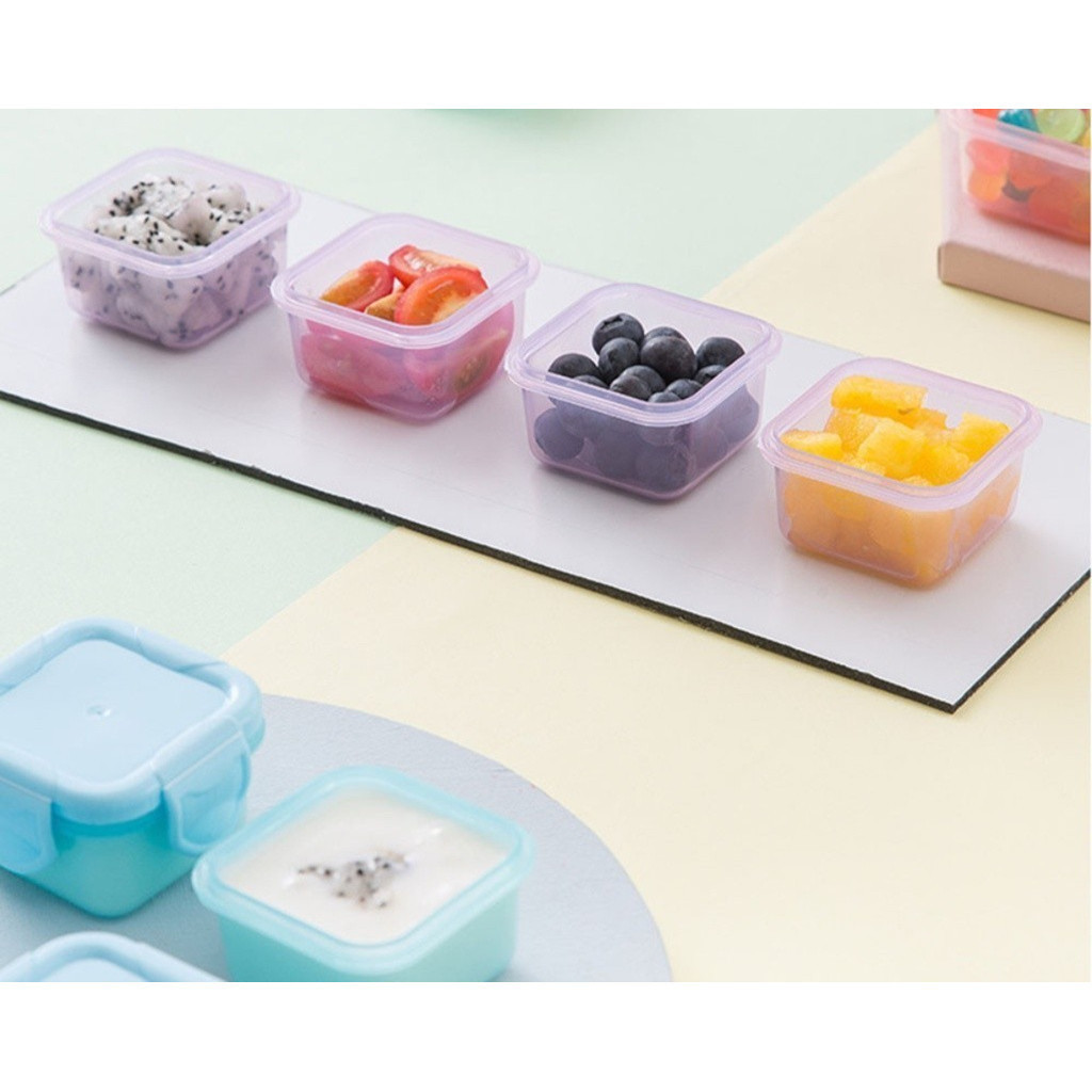 Kit 8 Potes Plástico Vasilha Com Tampa hermetica Mini Variadas Cores ...