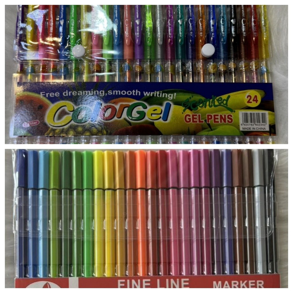 Caneta Gel fine Diversas Kit 6 12 24 Cores Coloridas Para Desenhos Infantis pintura Com glite ...