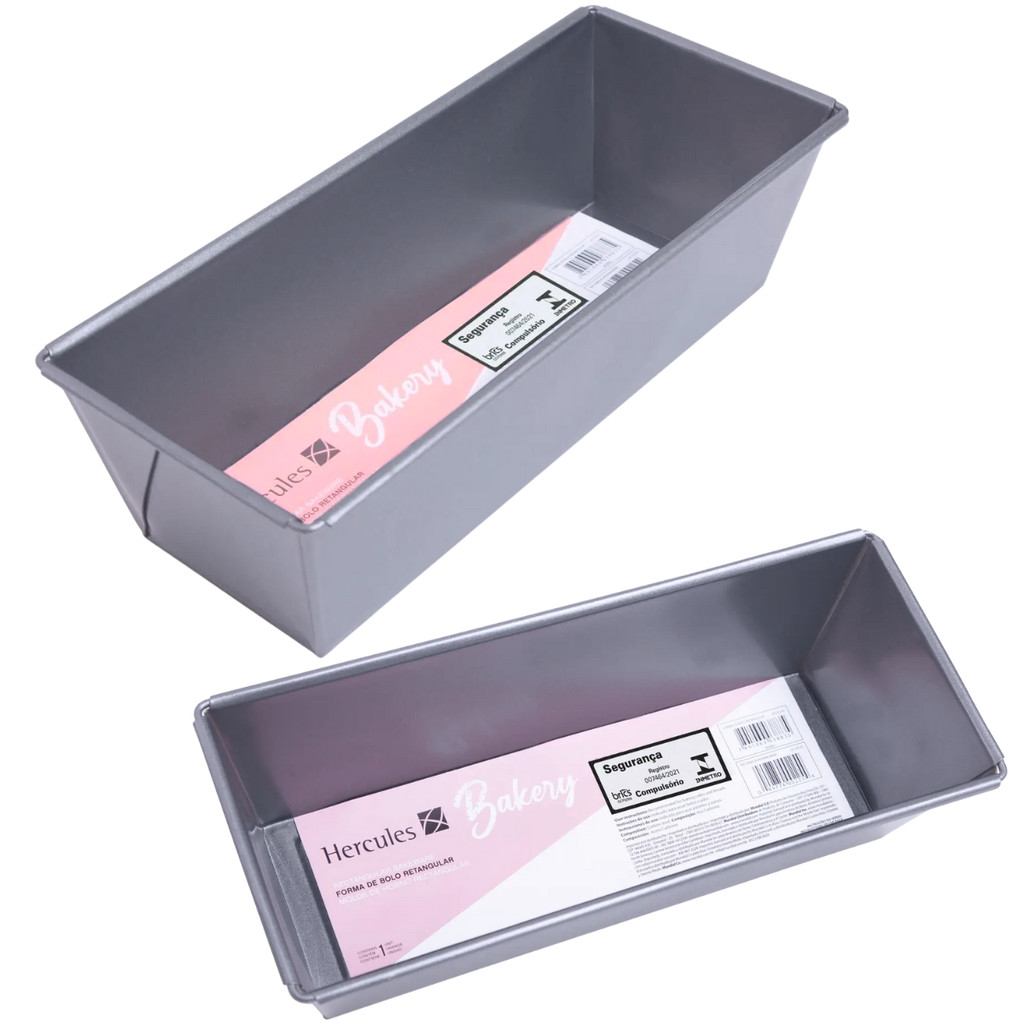Forma De Bolo Retangular Para Assar Antiaderente 30X12cm Chumbo - Hercules | Shopee Brasil