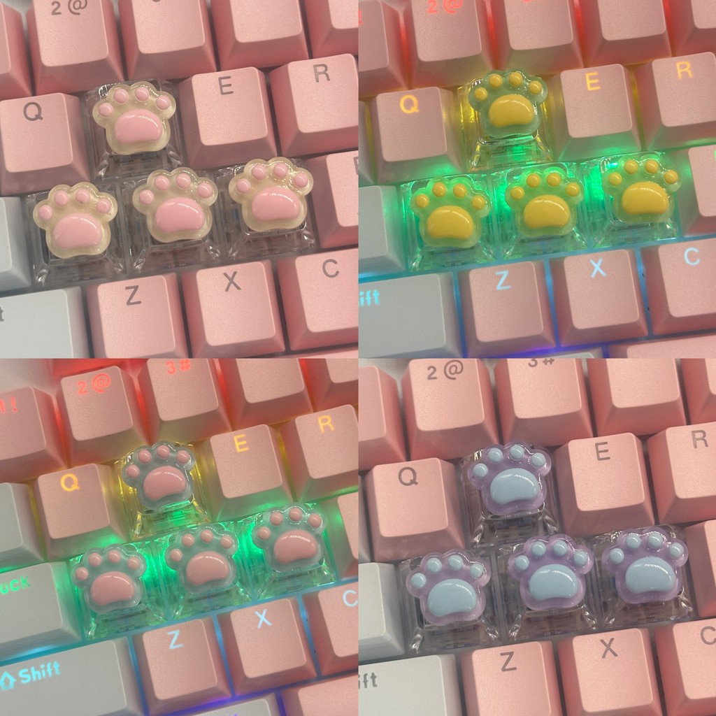 4 Pçs Transparente Gato Pata Keycaps Para Universal Eixo Cruz Teclado ...