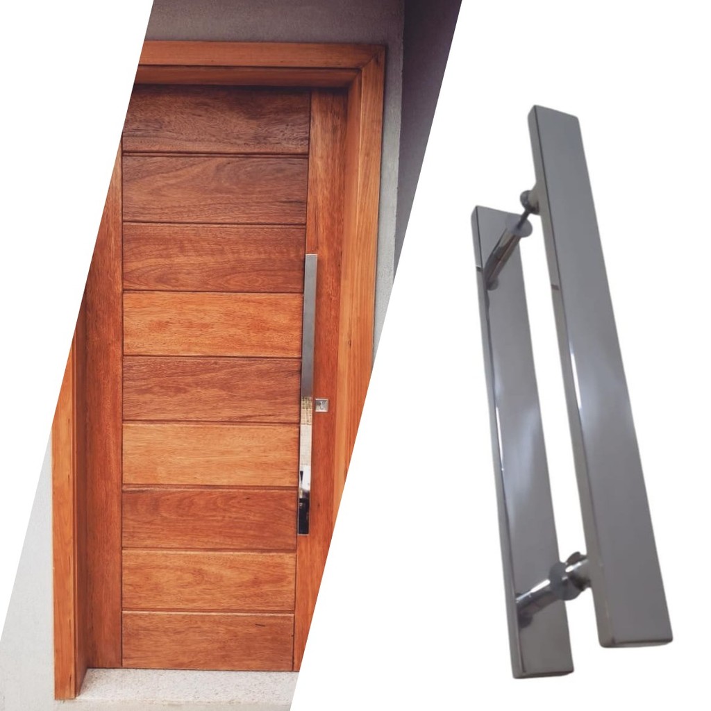 Puxador Inox Para Porta Pivotante Madeira Vidro 40 Cm Polido | Shopee ...