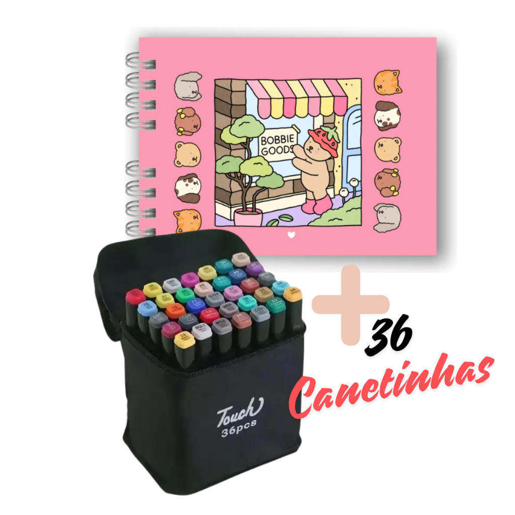 Livro de Colorir Bobbie Goods 50 Folhas de Desenho Bob Bobi God + kit ...
