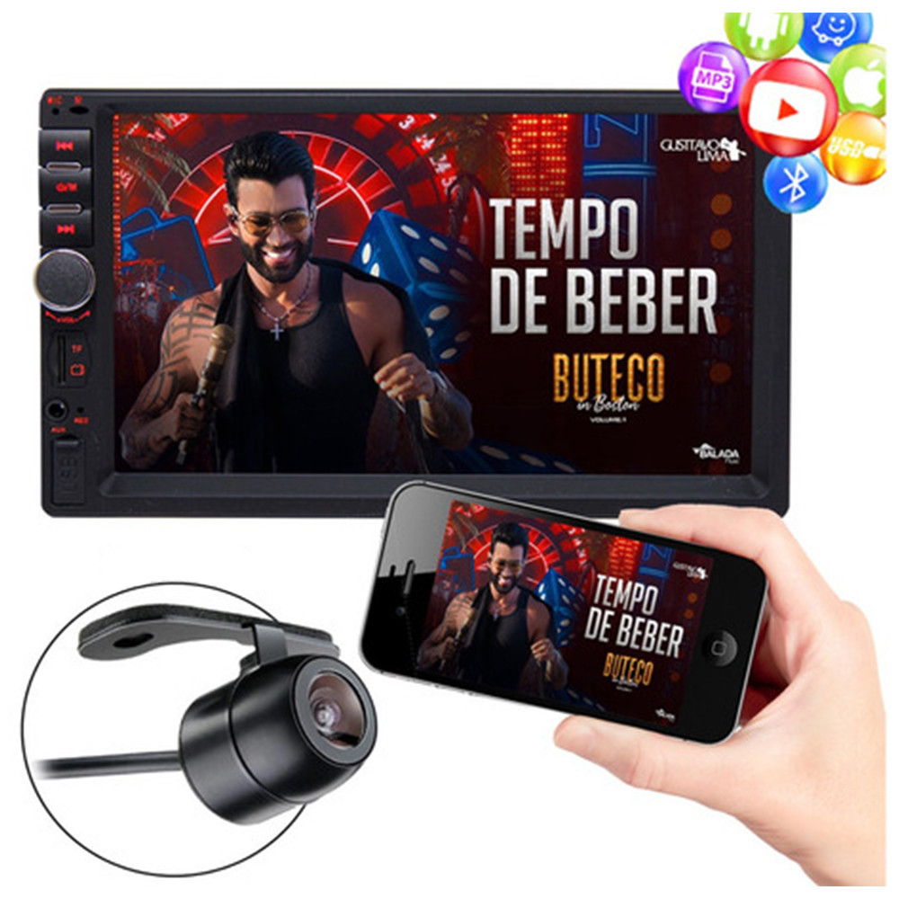 Kit Mp5 Universal Ultron T2 7 Polegadas 2din Usb Bluetooth Câmera Ré ...